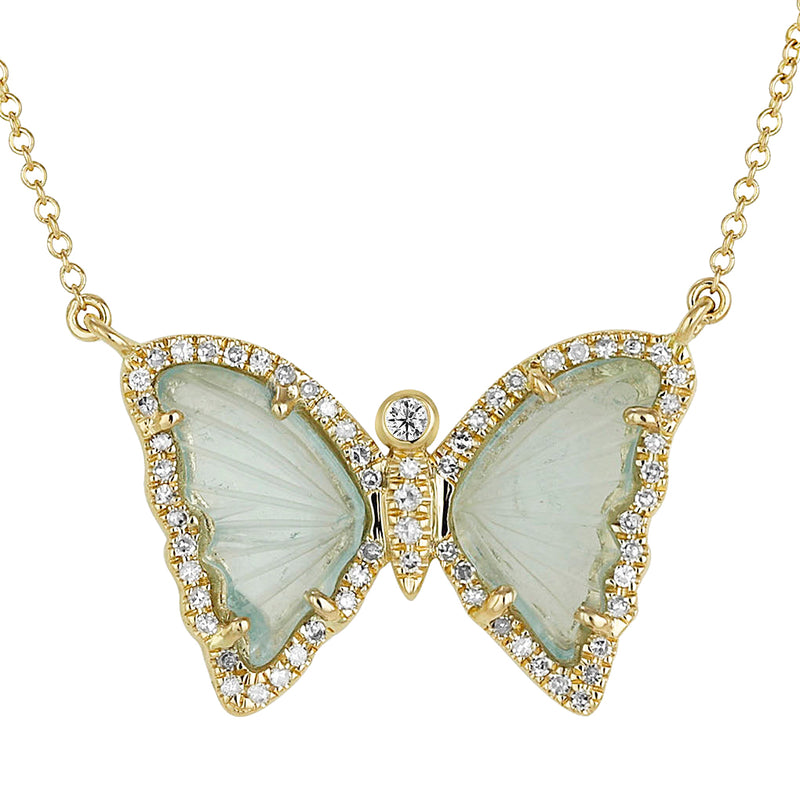 Butterfly Necklace With Blue Green Tourmaline and Diamonds - KAMARIA
